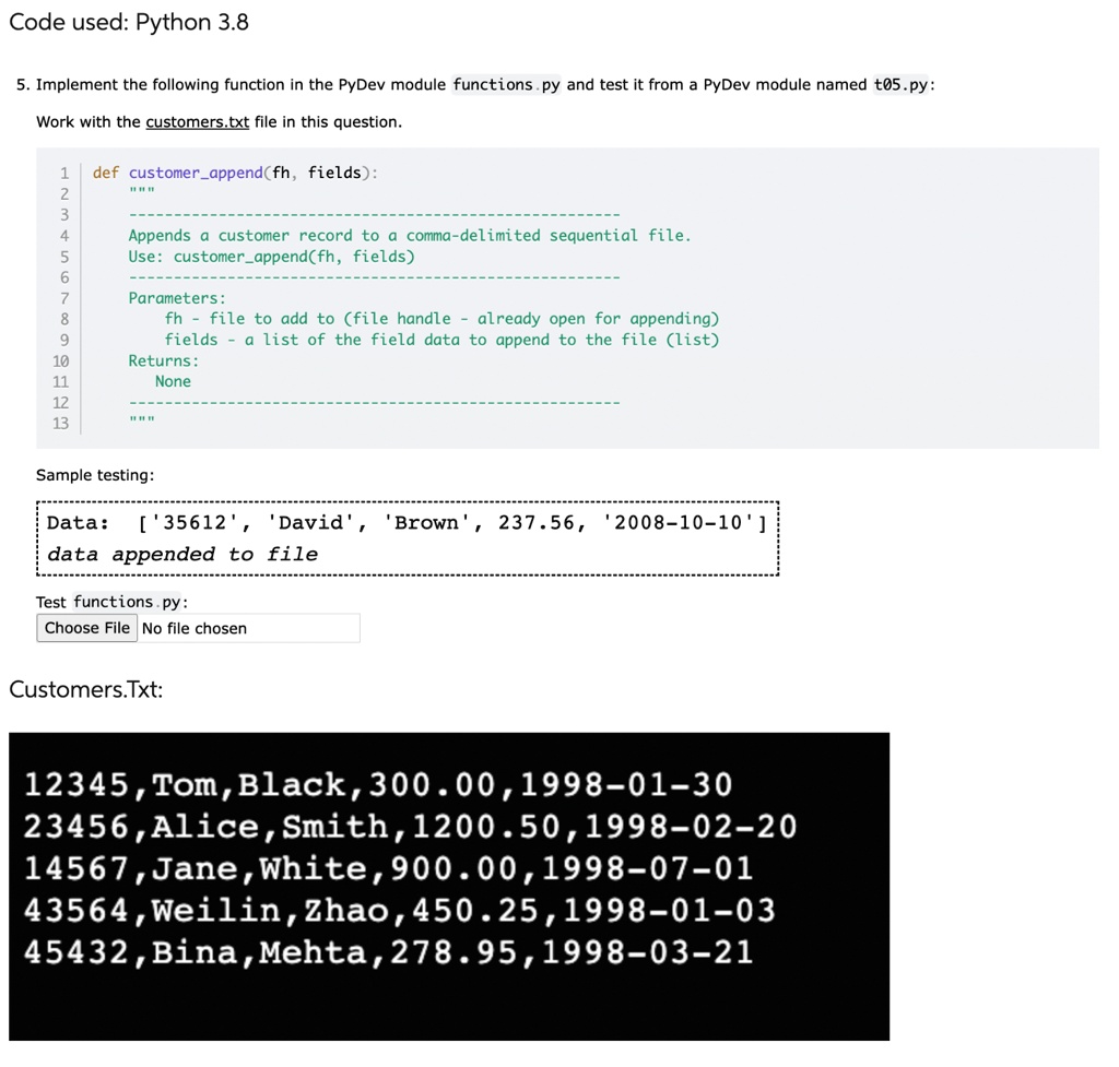Solved Texts Please Do Not Use Call To Open Function Code Used Python 38 5 Implement The