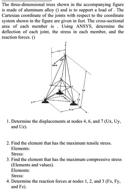 SOLVED: The three-dimensional truss shown in the accompanying figure is ...
