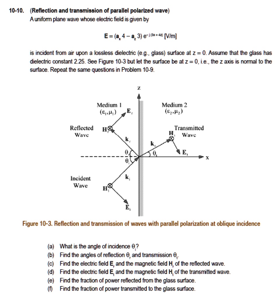 10-10. (Reflection and transmission of parallel polarized wave) A ...