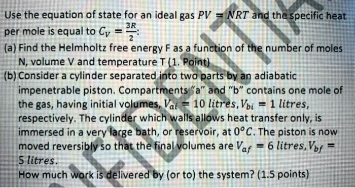 SOLVED: Use the equation of state for an ideal gas PVNRT and the ...
