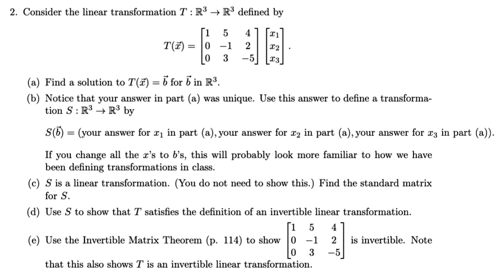 SOLVED: Consider the linear transformation T: R^3 -> R^3 defined by [1 5 [x1] T()= 1 2 x2 Lo 3 5 ...