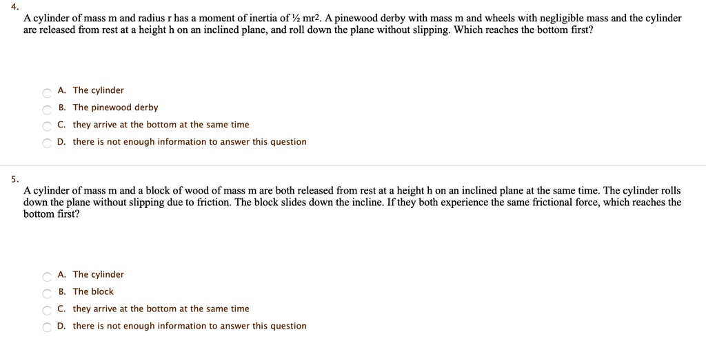 a cylinder of mass m and radius has moment of inertia of mr2 a pinewood ...