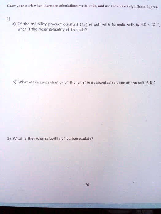 SOLVED: Show your work when there are calculations, write units, and ...