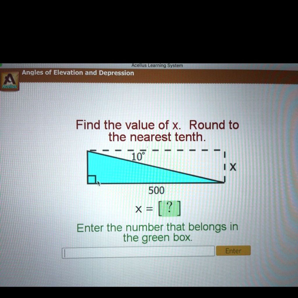 SOLVED: Angles of elevation and depression: Find the value of x. Round ...