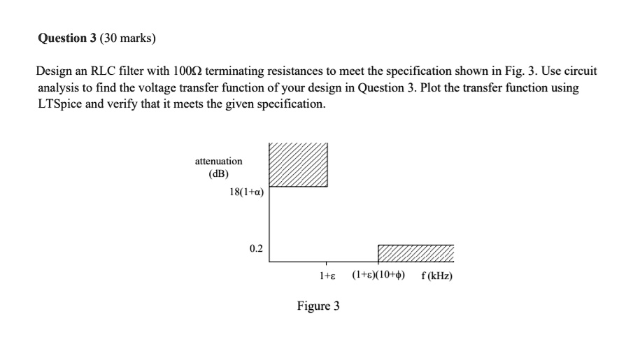 Question 3 (30 marks) Design an RLC filter with 100Ωterminating ...