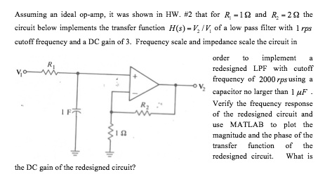 Assuming an ideal op-amp, it was shown in HW. #2 that for R1 = 1 Ω and ...