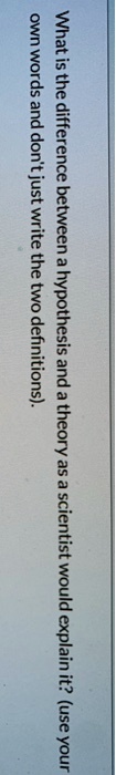 SOLVED: What is the difference between the definitions and theories that a scientist would use ...