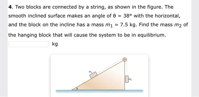 SOLVED: Two blocks are connected by a string, as shown in the figure. The smooth inclined ...