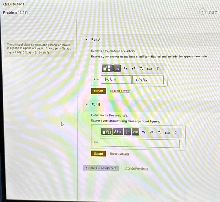 SOLVED: M5.414.10-11 Problem 14.111 7017 PartA =1.02100.18010 Determine the modulus of ...
