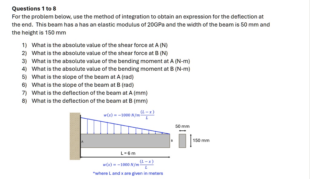 [GET ANSWER] questions 1 to 8 for the problem below use the method of integration to obtain an ...