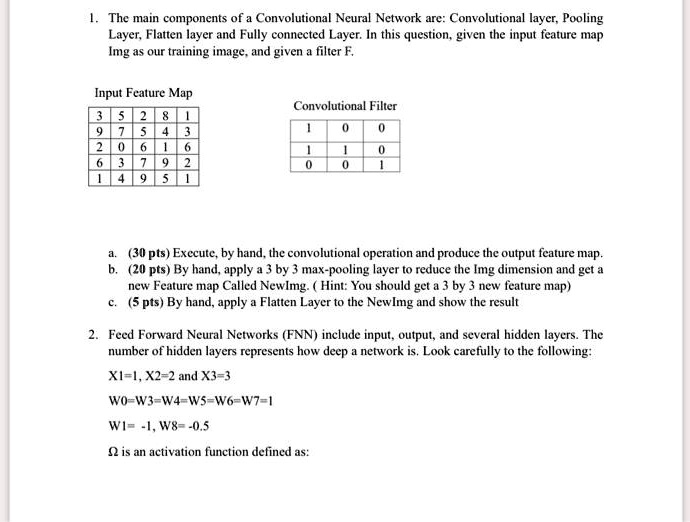 SOLVED: The main components of a Convolutional Neural Network are ... SOLVED: The main components of a Convolutional Neural Network are ...