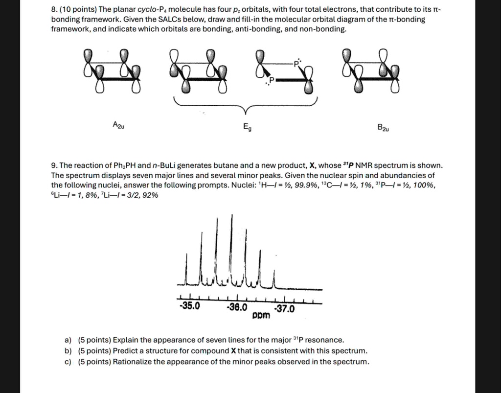 8 10 points the planar cyclo p4 molecule has four pz orbitals with four ...