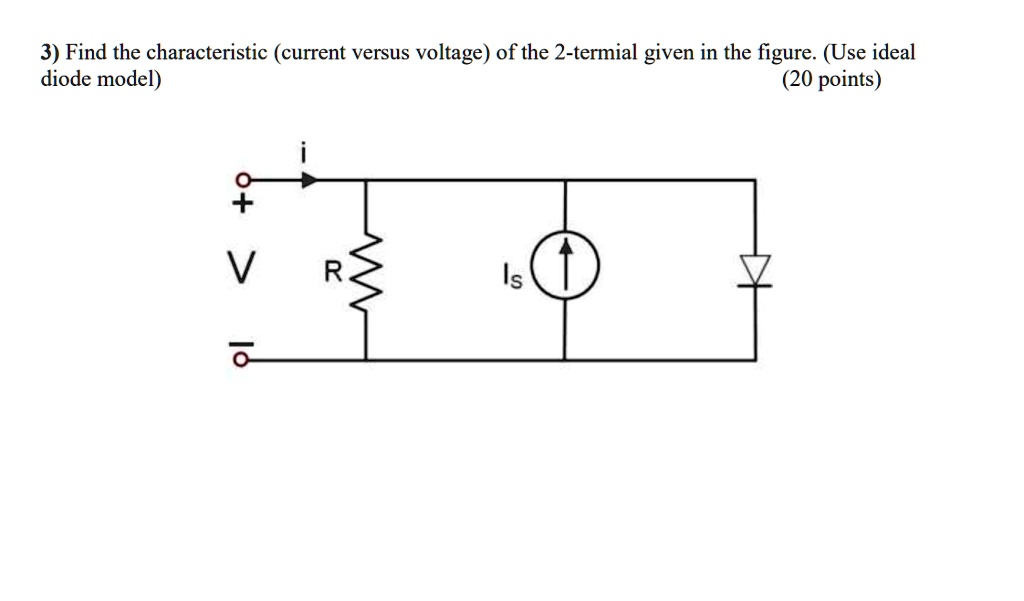 SOLVED: 3) Find the characteristic (current versus voltage) of the 2-terminal given in the ...