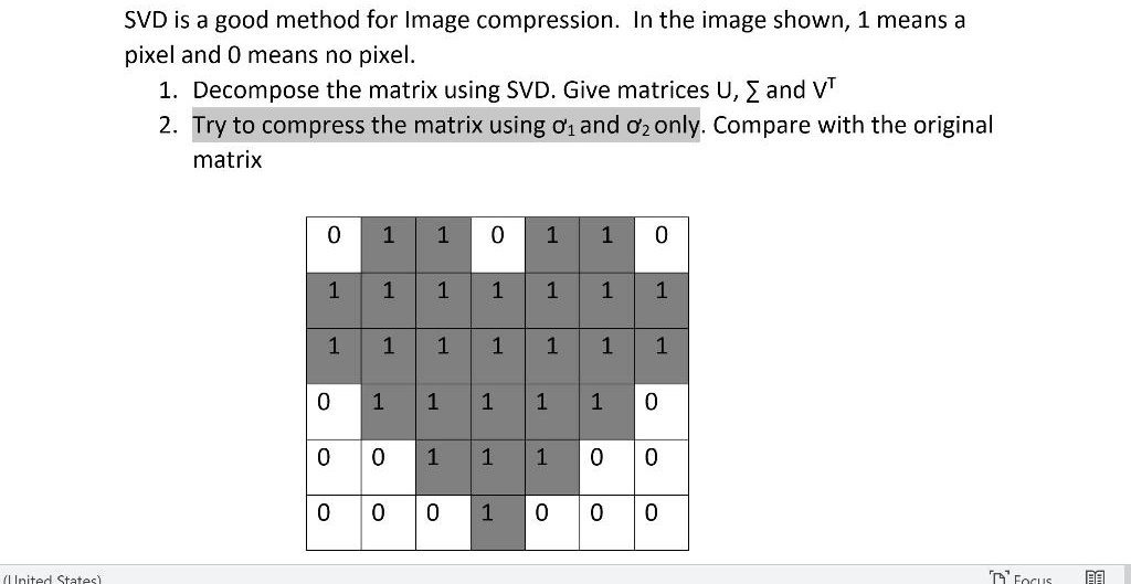 SOLVED:SVD is a good method for Image compression: In the image shown ...