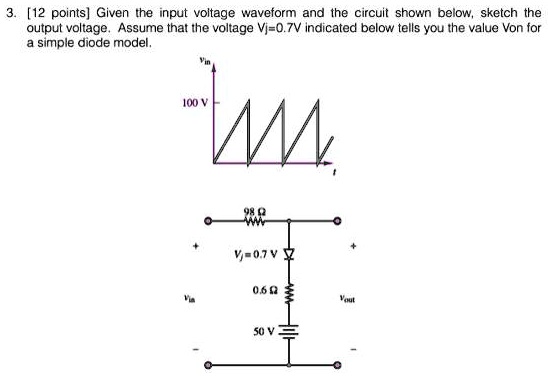 312 points given the input voltage waveform and the circuit shown below sketch the output ...