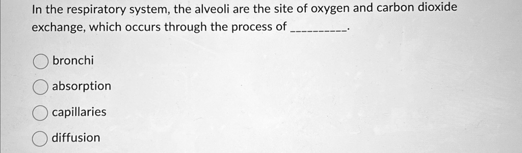 In the respiratory system, the alveoli are the site of oxygen and ...