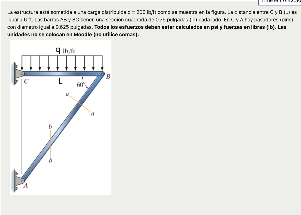 SOLVED: The structure is subjected to a distributed load q = 200 lb/ft ...