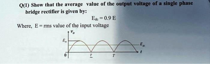 SOLVED: Texts: The equation for the output voltage of a bridge rectifier is given by Edc = 0.9E ...