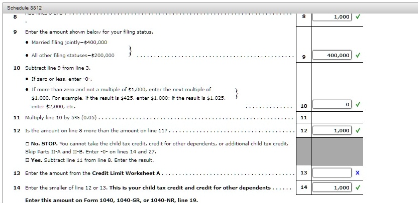 Schedule 8812 8 8 1,000 9 Enter the amount shown below for your filing ...