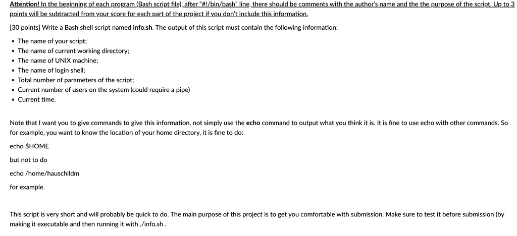 Solved Attention In The Beginning Of Each Program Bash Script File After The Binbash 