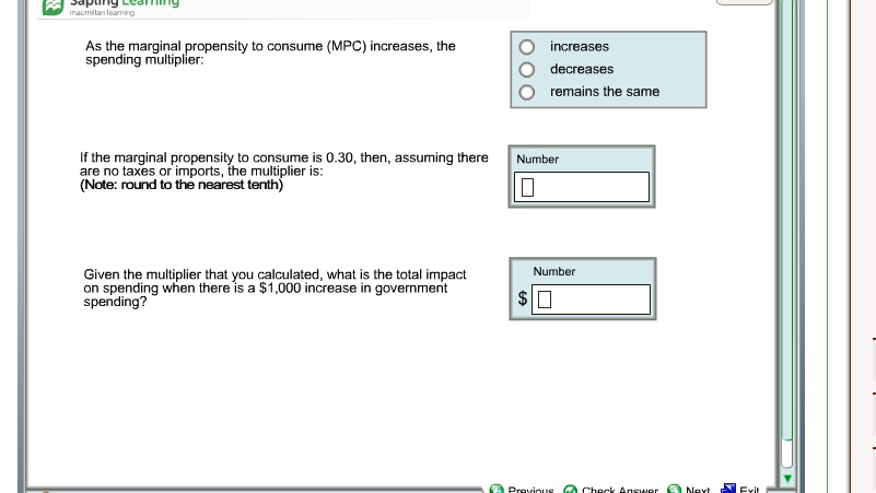 As the marginal propensity to consume (MPC) increases, the spending ...