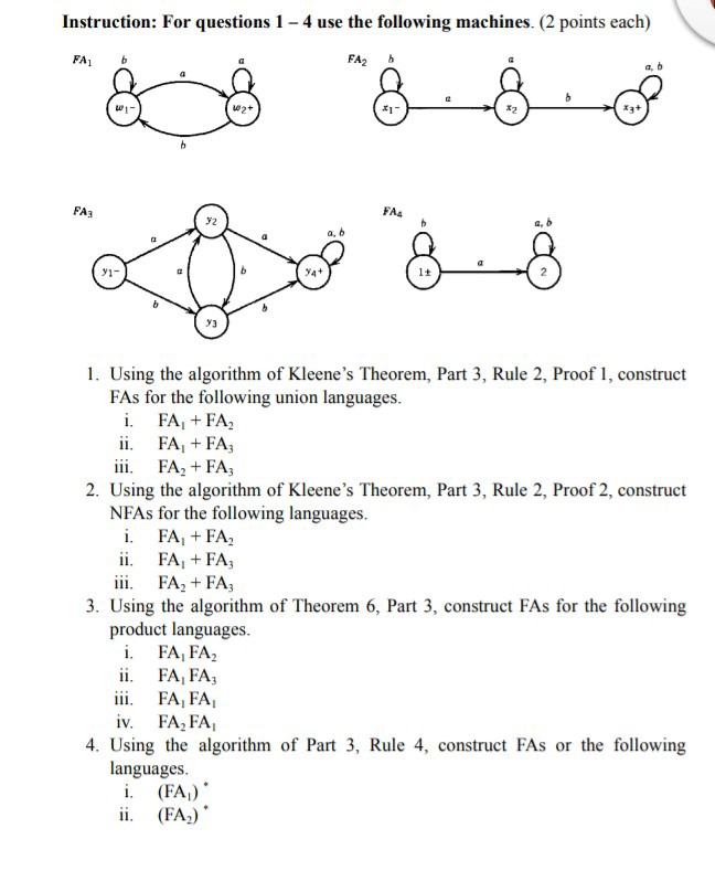 SOLVED: Instruction: For questions 1-4 use the following machines. (2 points each) 1. Using the ...