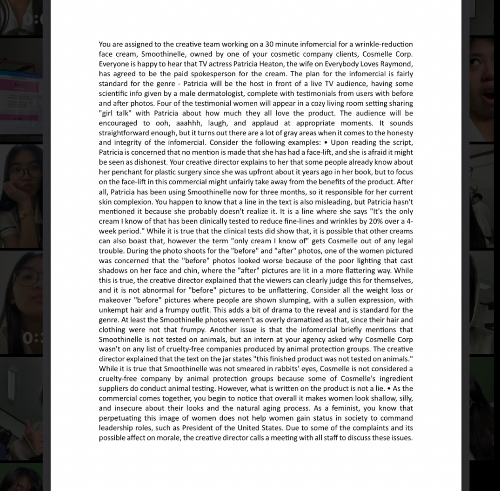 SOLVED: You are assigned to the creative team working on a 30 minute ...