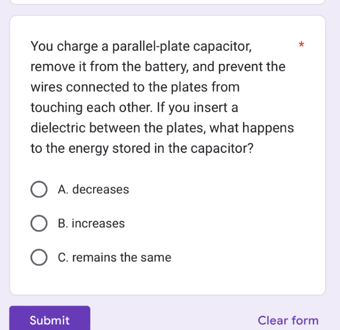 You charge a parallel-plate capacitor, remove it from the battery, and ...