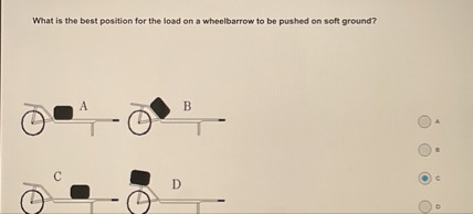 What is the best position for the load on a wheelbarrow to be pushed on ...