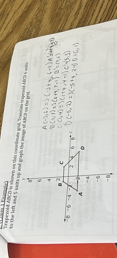 Trapezoid A B C D is shown on this coordimate grid. Translane traptanid ...