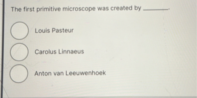 The first primitive microscope was created by Louis Pasteur Carolus ...