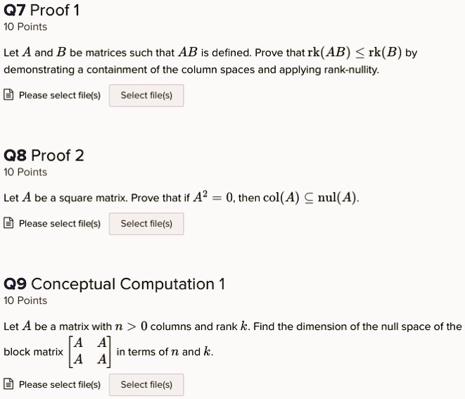 07 proof 1 10 points let a and b be matrices such that ab is defined ...
