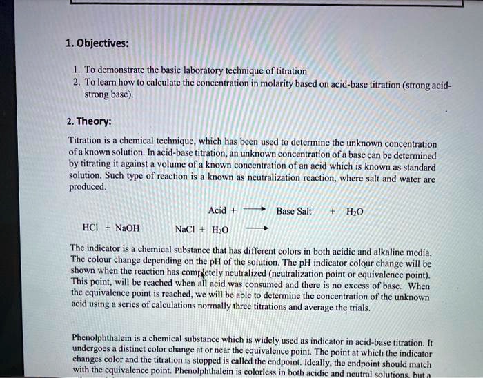 SOLVED: Objectives: To demonstrate the basic laboratory technique of ...