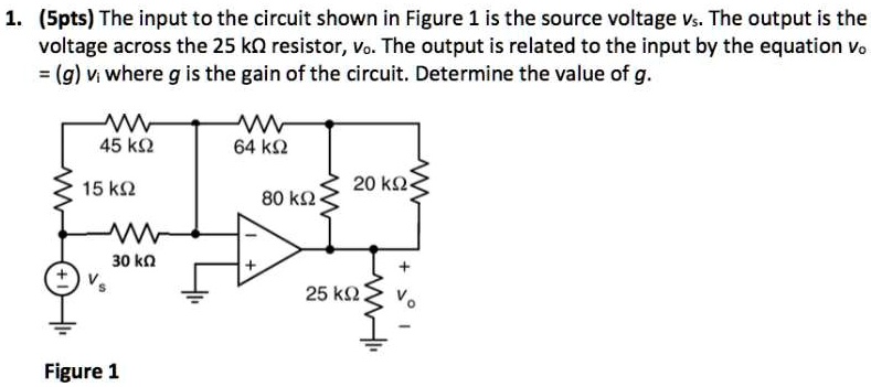 SOLVED: The input to the circuit shown in Figure 1 is the source voltage Vs. The output is the ...