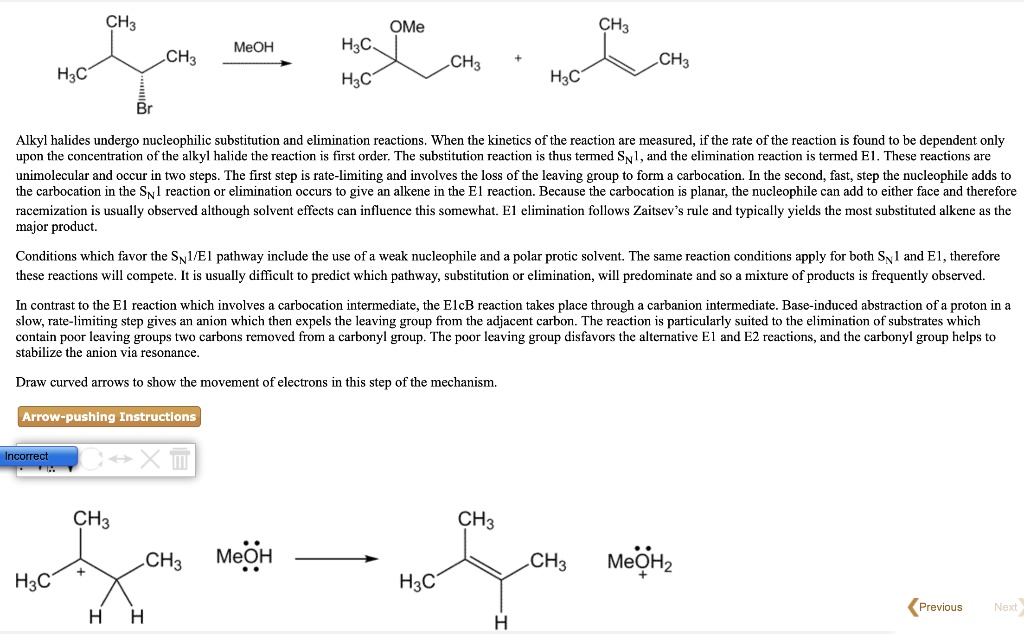 SOLVED: Some H3C CH3 HsC CH3 CH3 HaC MeOH CH3 HzC Alkyl halides undergo nucleophilic ...