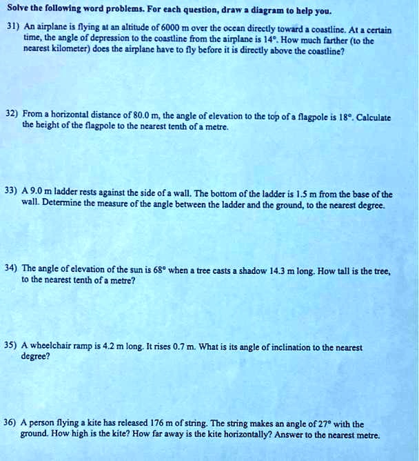 SOLVED: Solve the following word problems. For each question, draw a ...