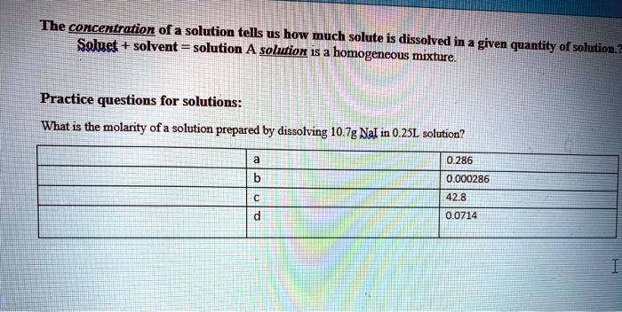 Concentration Solution Questions