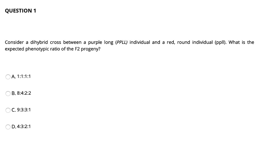 SOLVED: Consider a dihybrid cross between a purple long (PPLL ...