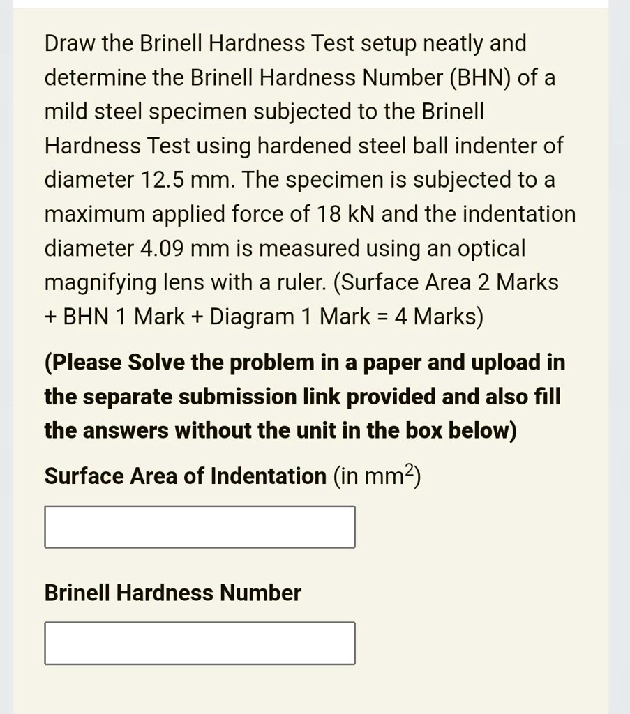 fast draw the brinell hardness test setup neatly and determine the ...