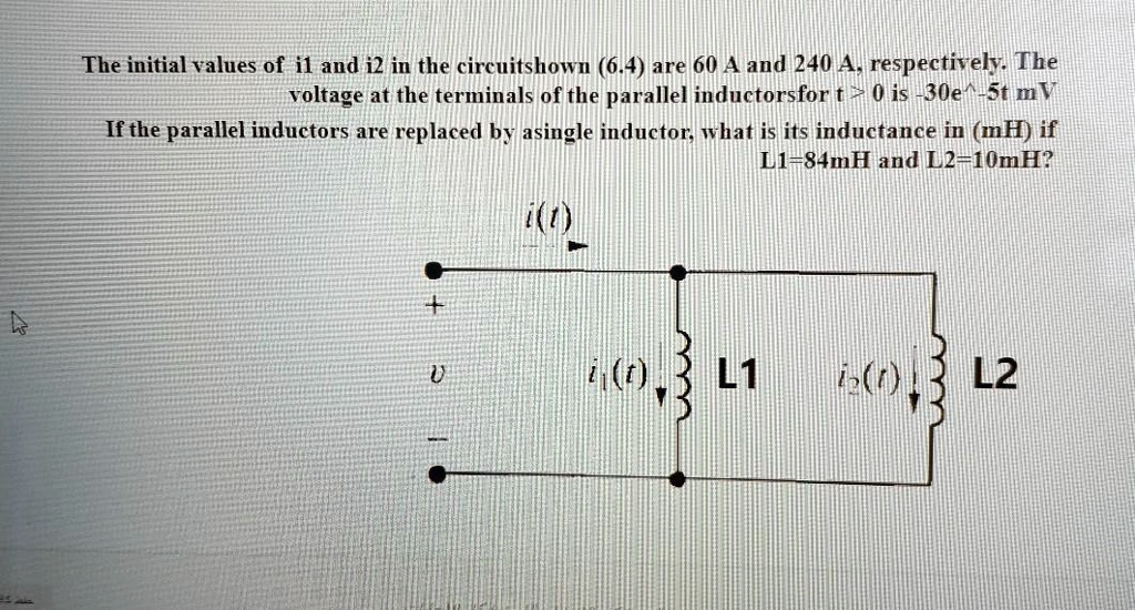 SOLVED: The initial values of il and i2 in the circuit shown (6.4) are 60 A and 240 A ...