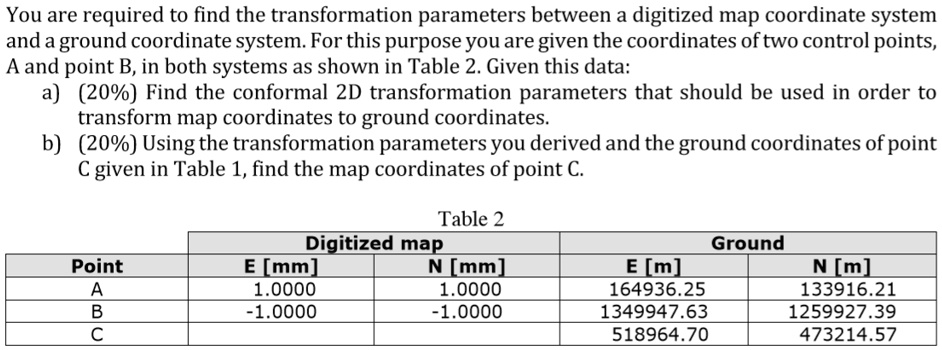 You are required to find the transformation parameters between a ...