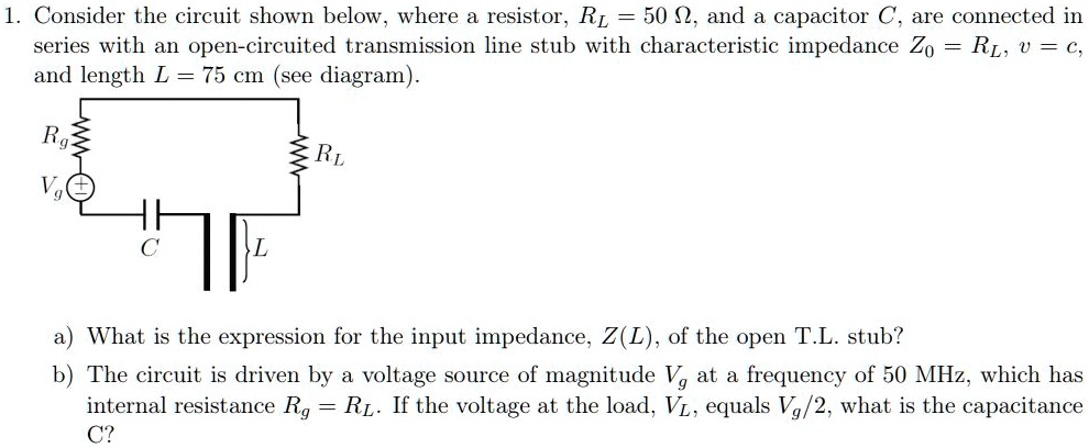 1 consider the circuit shown belowwhere a resistorrl 50 and a capacitor ...