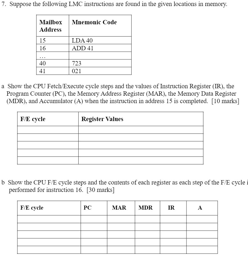 7. Suppose the following LMC instructions are found in the given ...