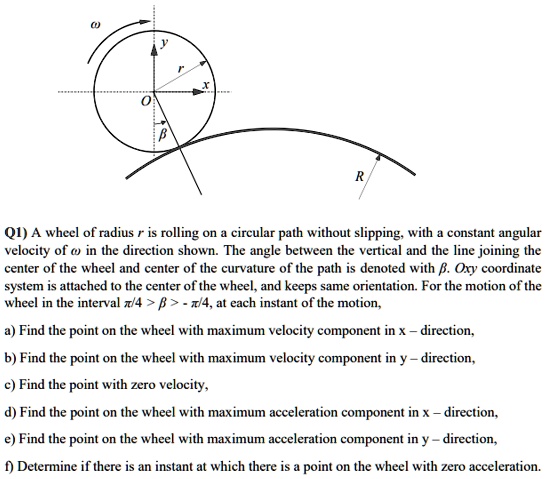 Q1) A wheel of radius r is rolling on a circular path without slipping ...