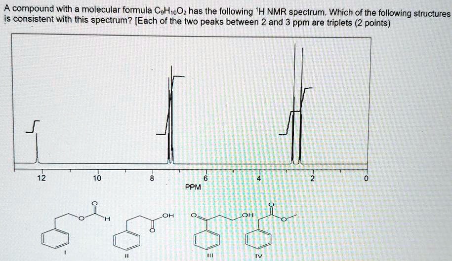 SOLVED: A compound with a molecular formula CoHiOz has the following 'H NMR spectrum; Which of ...