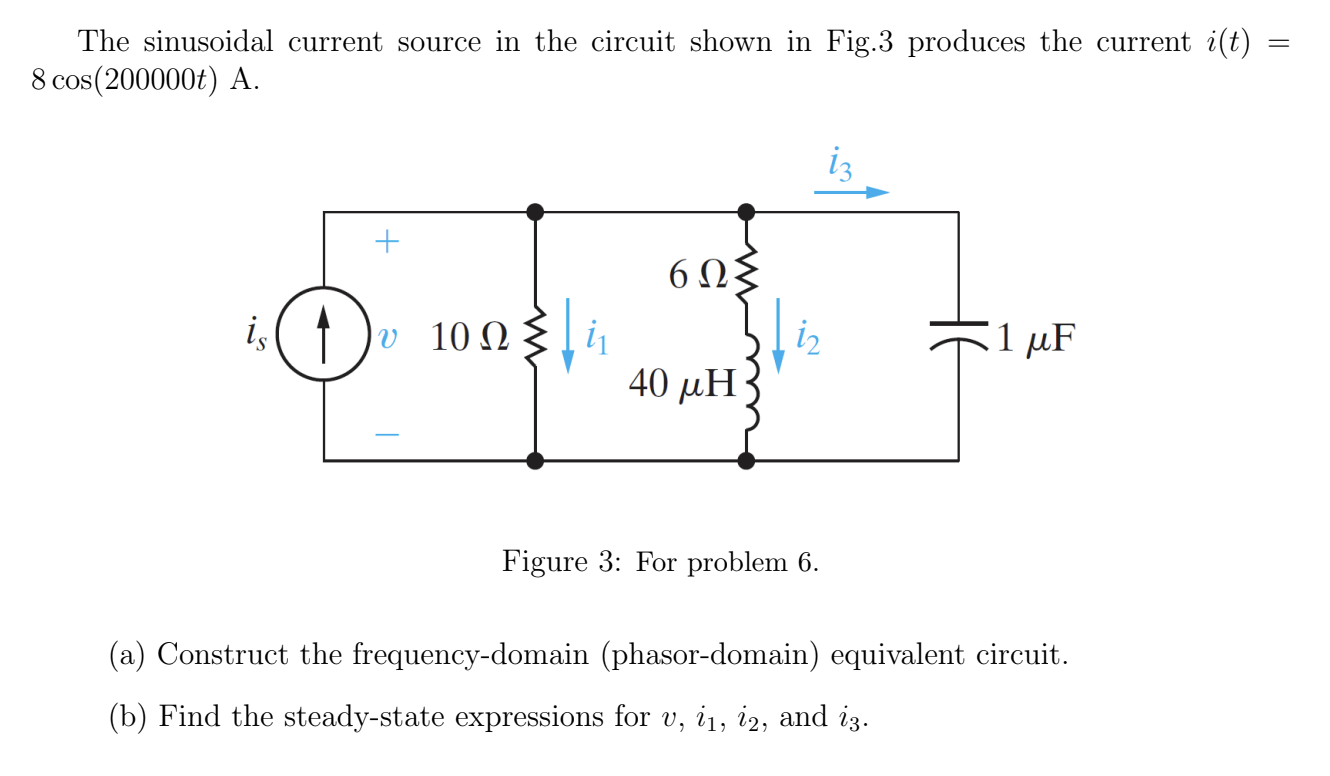 The sinusoidal current source in the circuit shown in Fig. 3 produces ...