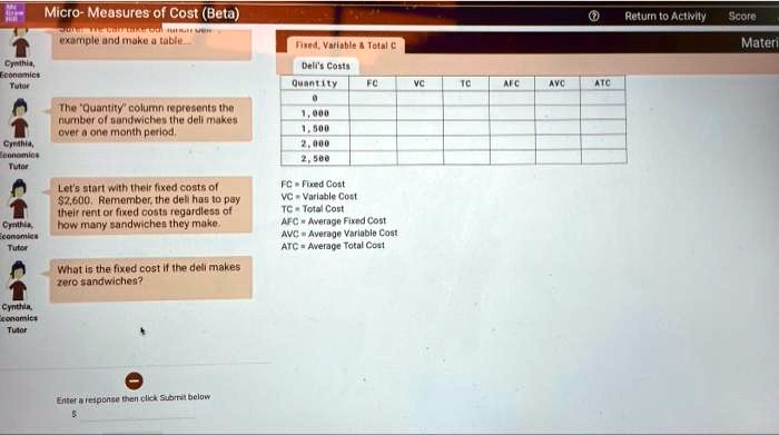 SOLVED: Micro-Measures of Cost (Beta) Return to Activity Score Mater ...
