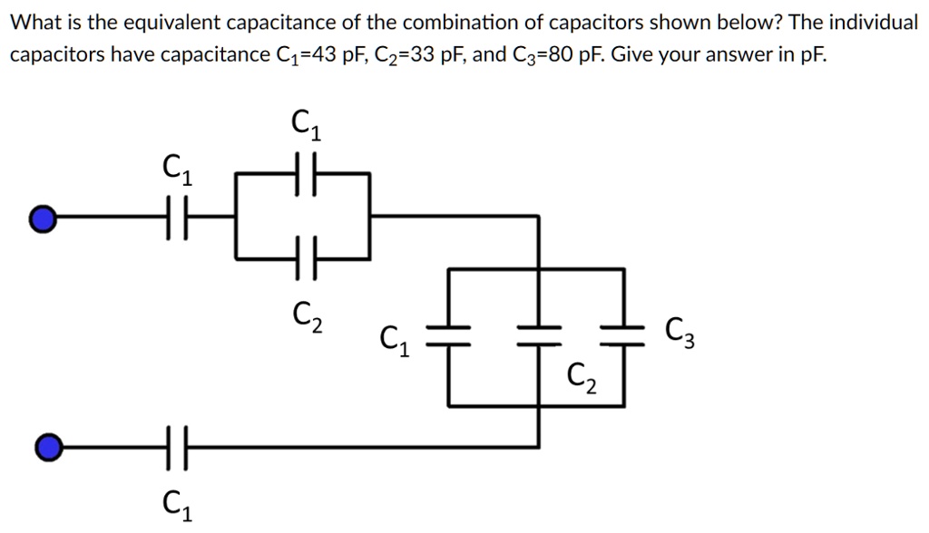 What is the equivalent capacitance of the combination of capacitors shown below? The individual ...