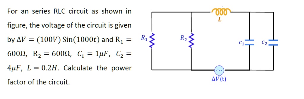 SOLVED: For an series RLC circuit as shown in Uuu figure, the voltage of the circuit is given by ...