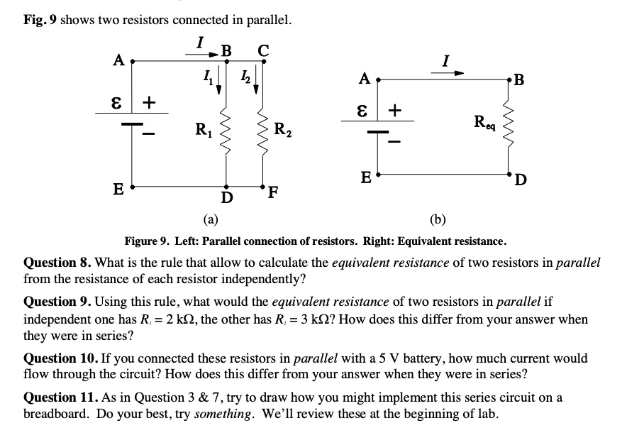 fig 9 shows two resistors connected in parallel 1b 8 r req e figure ...